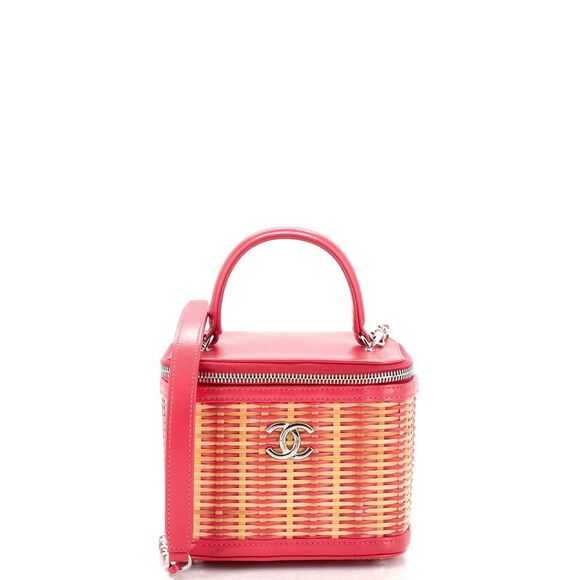 CHANEL | Bags | Chanel Take Away Vanity Case Rattan And Calfskin Small ...